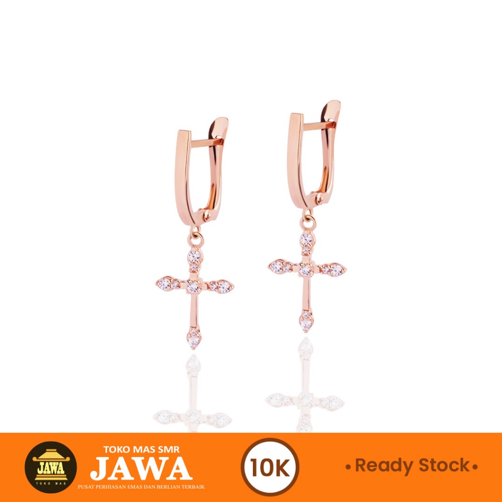 Jual Anting Emas Salib Rachel Kadar 10 Karat Toko Mas Jawa | Shopee ...