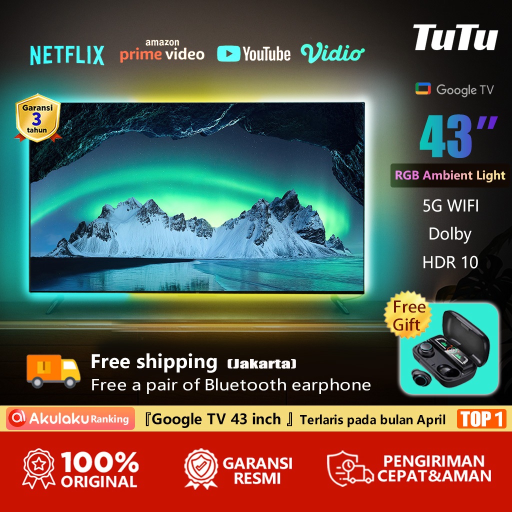 Jual TUTU 43 inch Google Smart TV - Android TV - Google Assistant ...