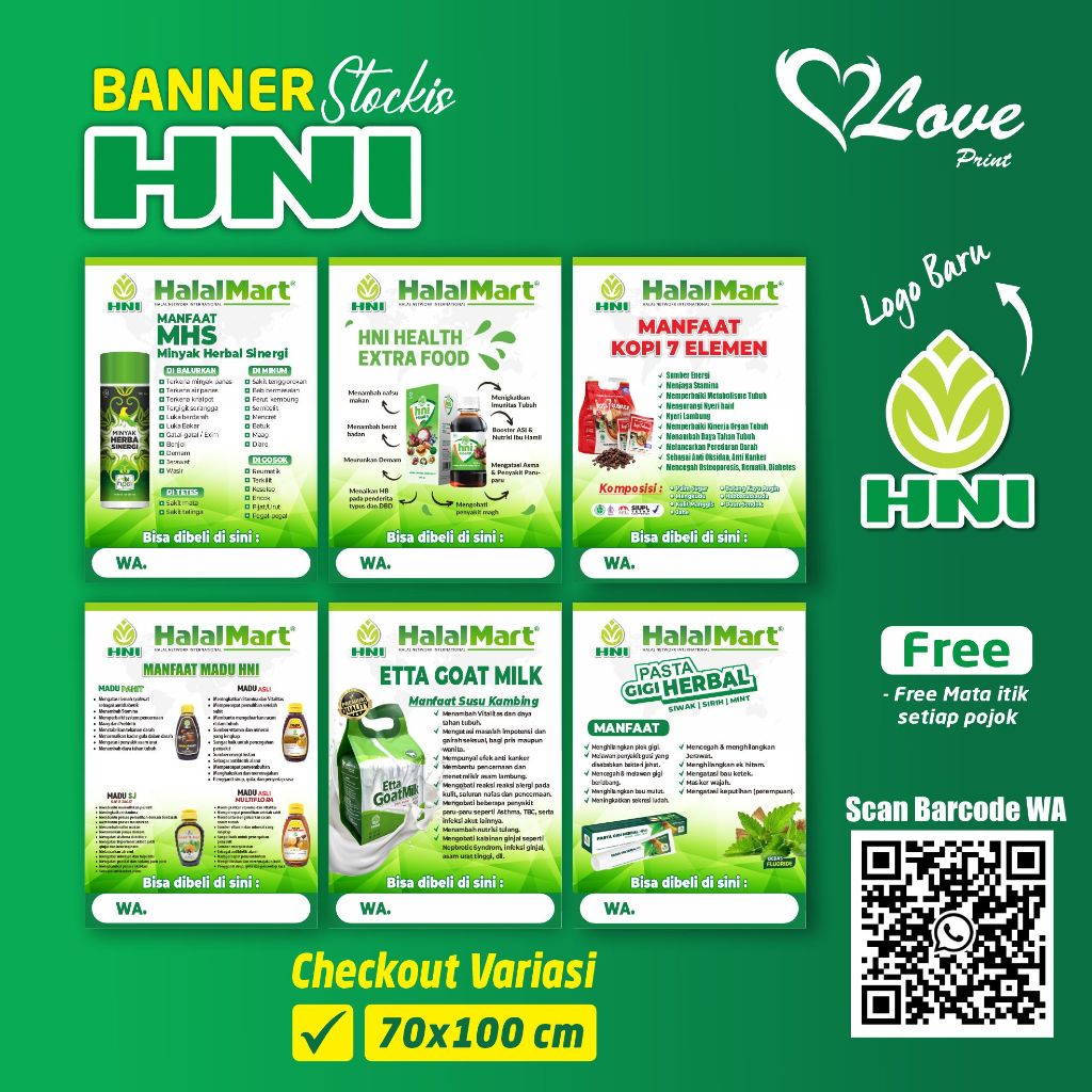 Jual Spanduk Banner Agen HNI Halal Mart ( logo baru ) | Shopee Indonesia