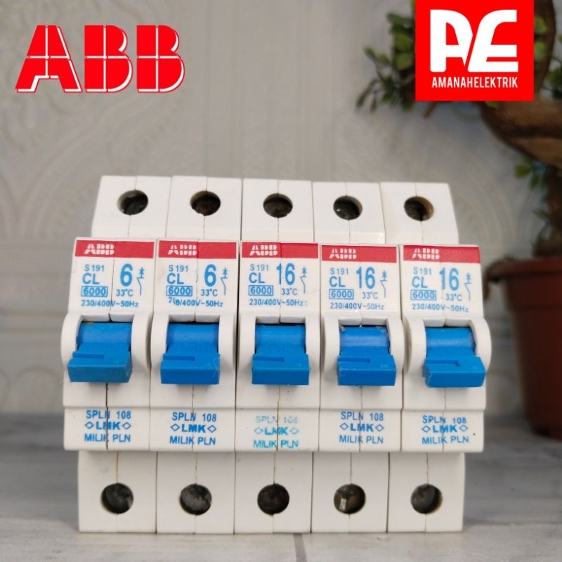 Jual MCB PLN ABB 1 phase 2a, 4a, 6a, 10a, 16a, 20a, 25a, 35a, barang second mulus di jamin ...