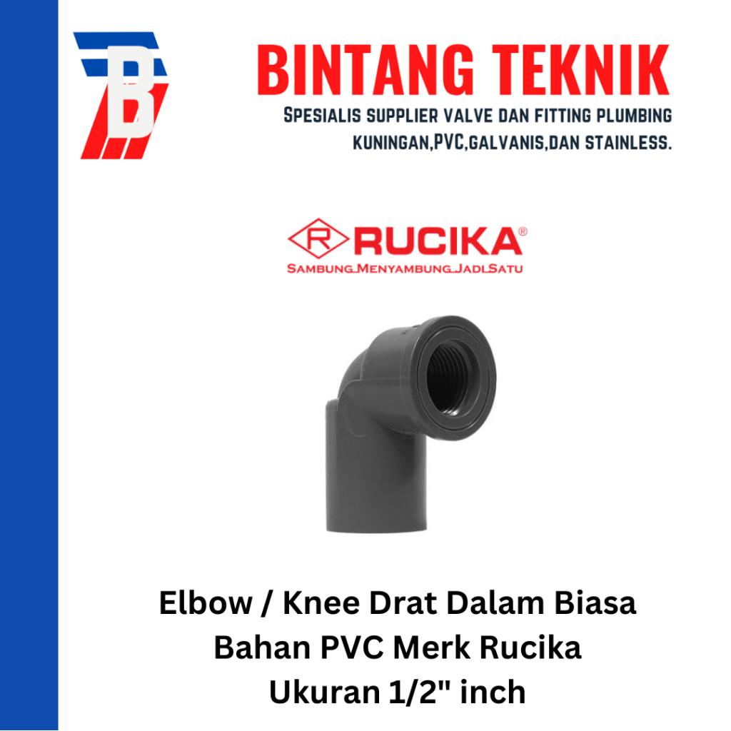 Jual Elbow / Knee Drat Dalam PVC Rucika 1/2" inch | Shopee Indonesia
