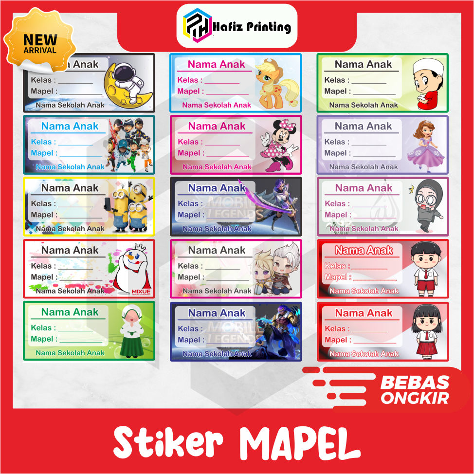 Jual Stiker label nama buku / label nama buku tulis isi 36 pcs custom | Shopee Indonesia