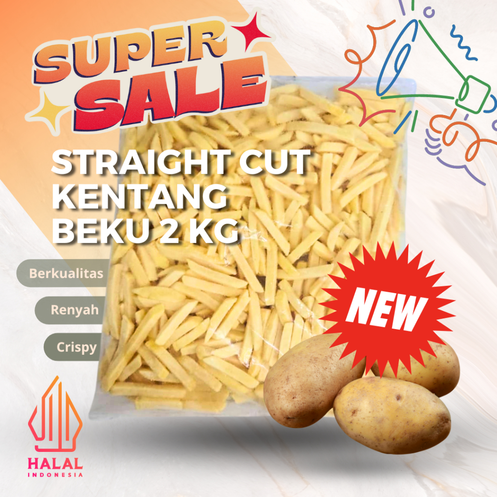 Jual KENTANG GORENG BEKU POLOS STRAIGHT CUT 2 KG | Shopee Indonesia