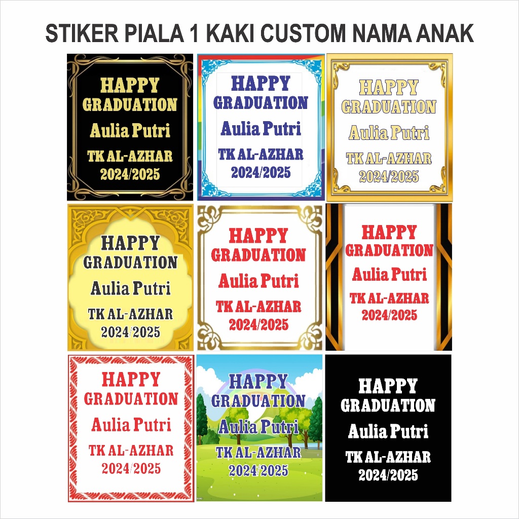 Jual stiker piala 1 kaki custom nama anak | Shopee Indonesia