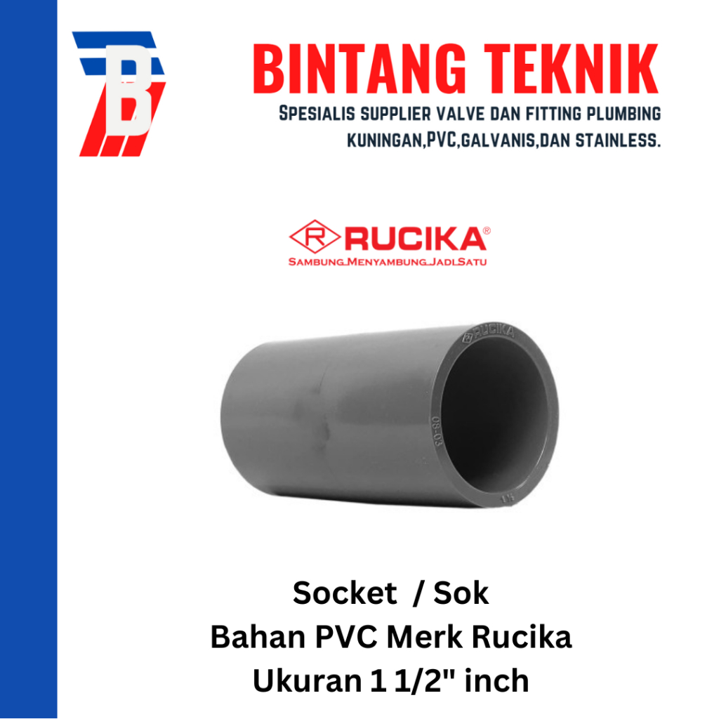 Jual Socket / Sok PVC Rucika 1 1/2" inch AW (Tebal) | Shopee Indonesia