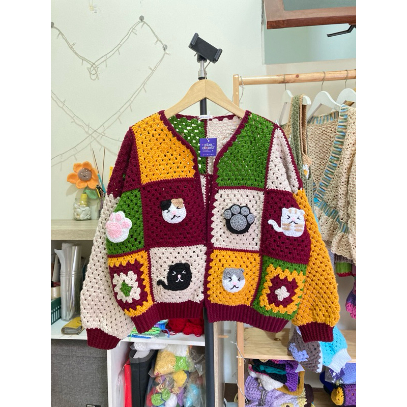 Jual CUSTOM CHARACTER CROCHET CARDIGAN / cardigan rajut karakter ...