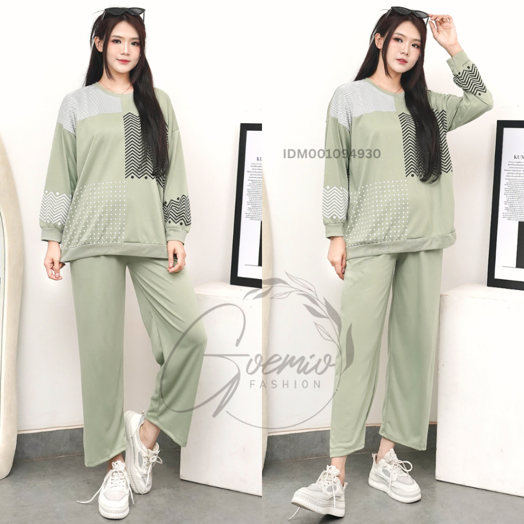 Jual Ilook LD 120 One Set Wave Setelan Katun Mini Combi Atasan Motif Dan Celana Panjang Wanita ...