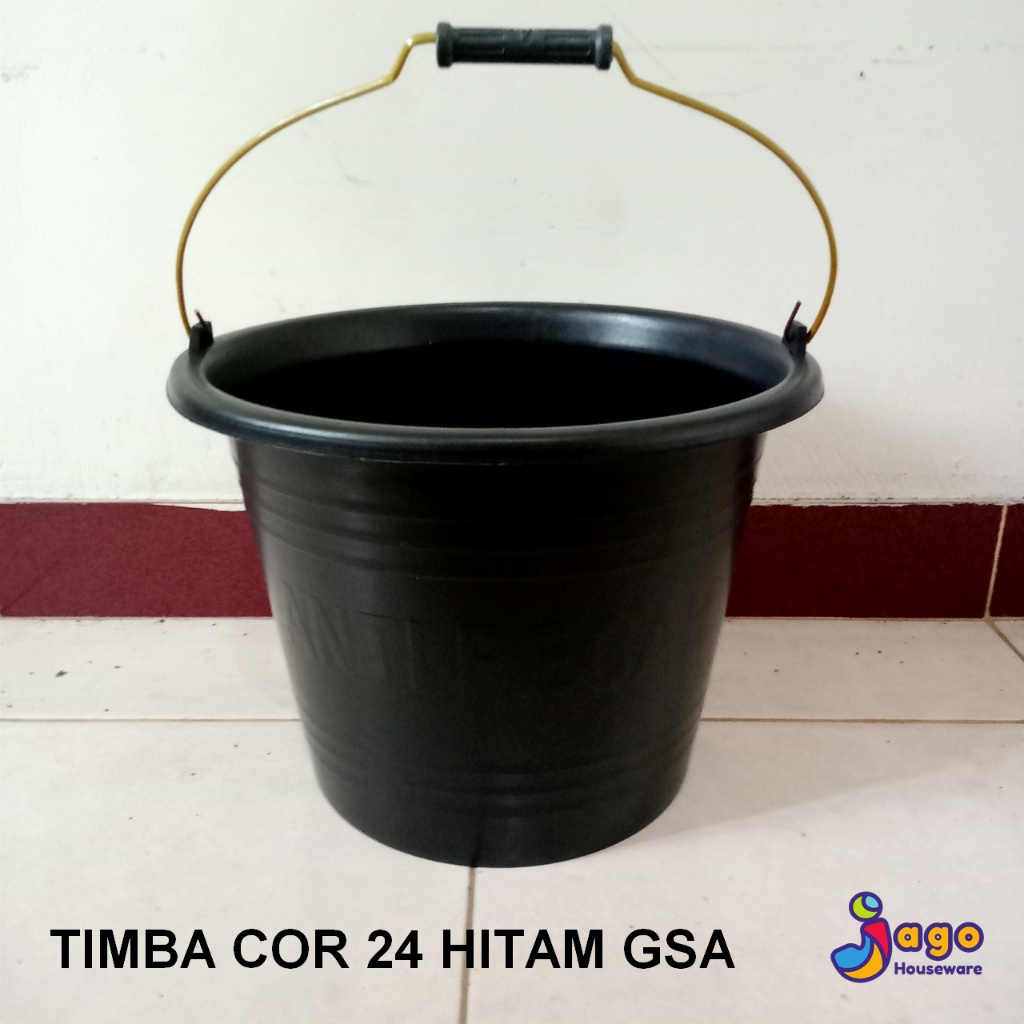 Jual Ember Timba Cor Karet Uk 15, 16, 18, 20, 22, 24 Hitam & Oranye ...