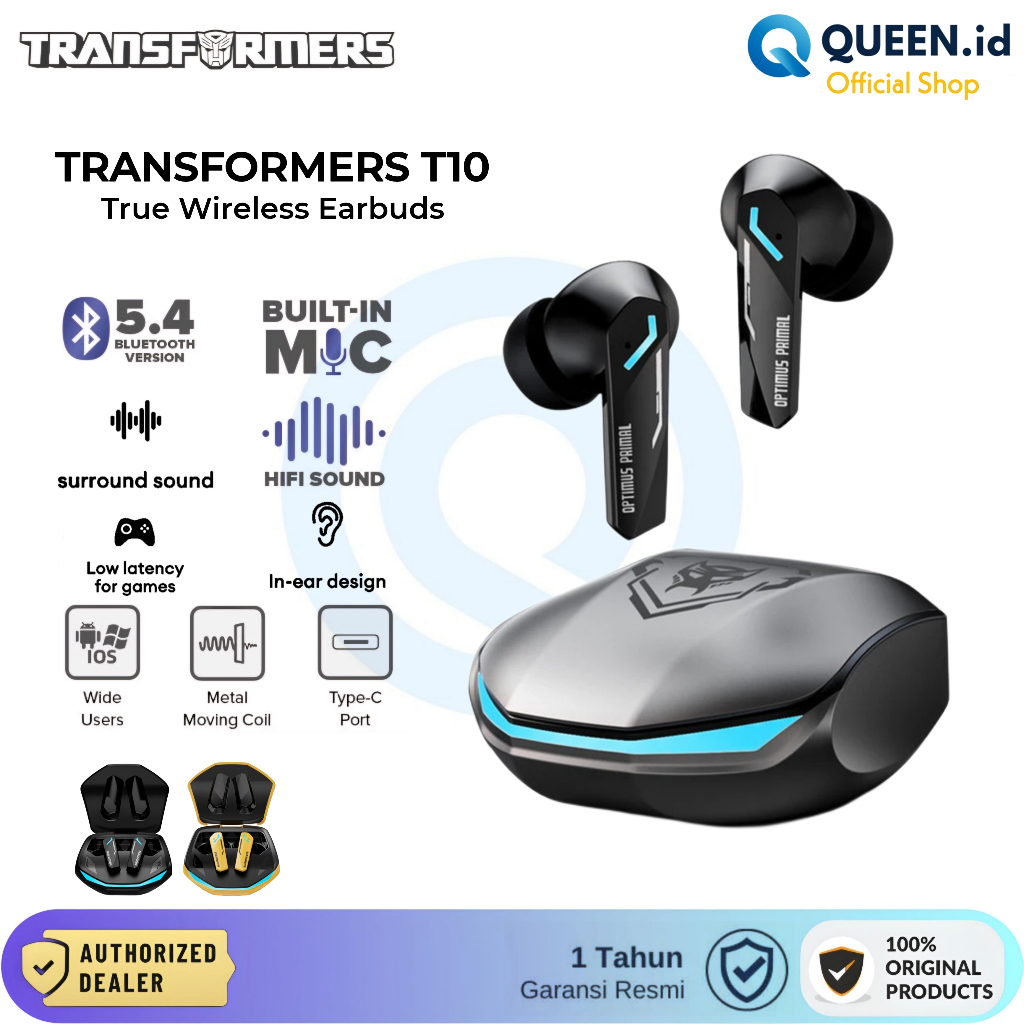 Jual TRANSFORMERS T10 TWS True Wireless Earbuds Headset Bluetooth 5.4 ...