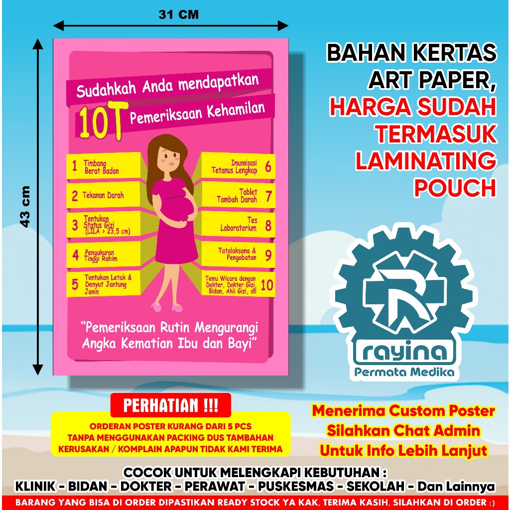 Jual Poster Sudahkah Anda Mendapatkan 10T Pemeriksaan Kehamilan ...