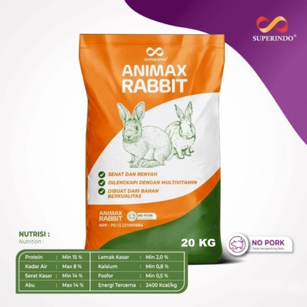 Jual ANIMAX RABBIT FOOD 20kg / Makanan Kelinci ANIMAX | Shopee Indonesia