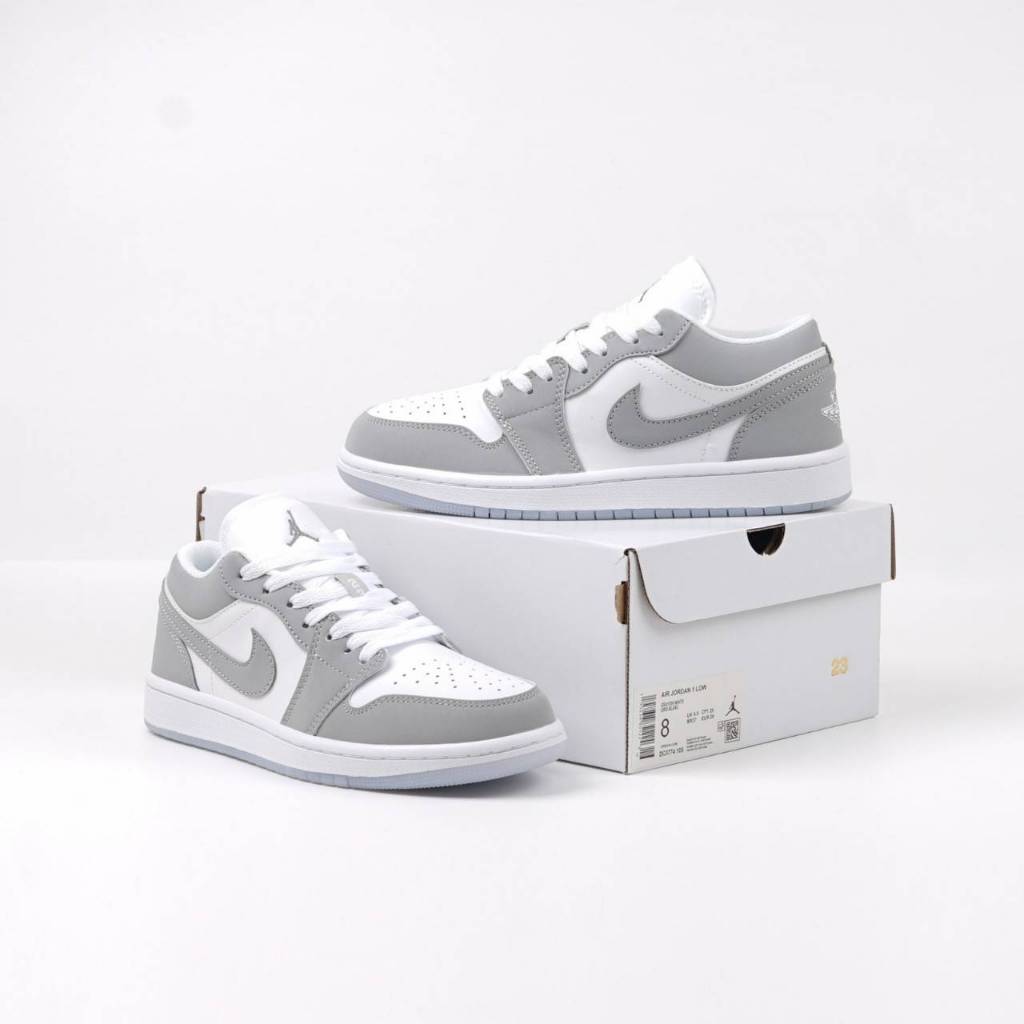 Jual Smooth Sepatu Nike Air Jordan 1 Low White Wolf Grey | Shopee Indonesia