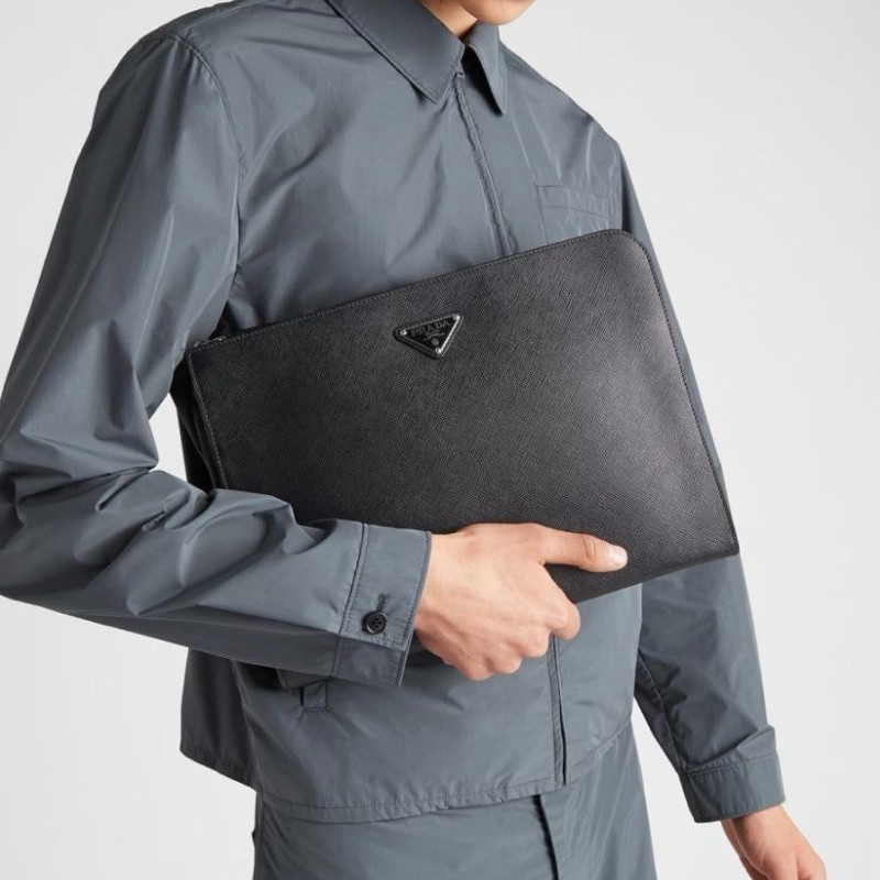 Jual Original Prada Triangle Logo Zipper Briefcase / Document Holder ...