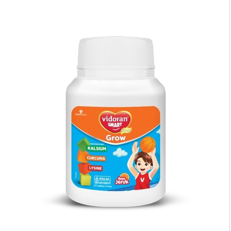 Jual Vidoran Smart Grow Orange Tablet Plus Kalsium Curcuma Lysine ...