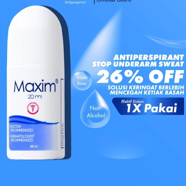 Jual Maxim Antiperspirant Roll On 15% 20ml Deodoran Perawatan Ketiak ...
