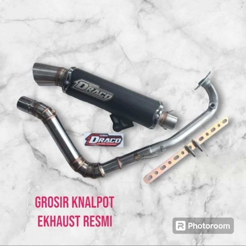 Jual Knalpot samlong 38 mm black couting original DRACO BEAT VARIO MIO SCOPY SARINGAN FULL ...