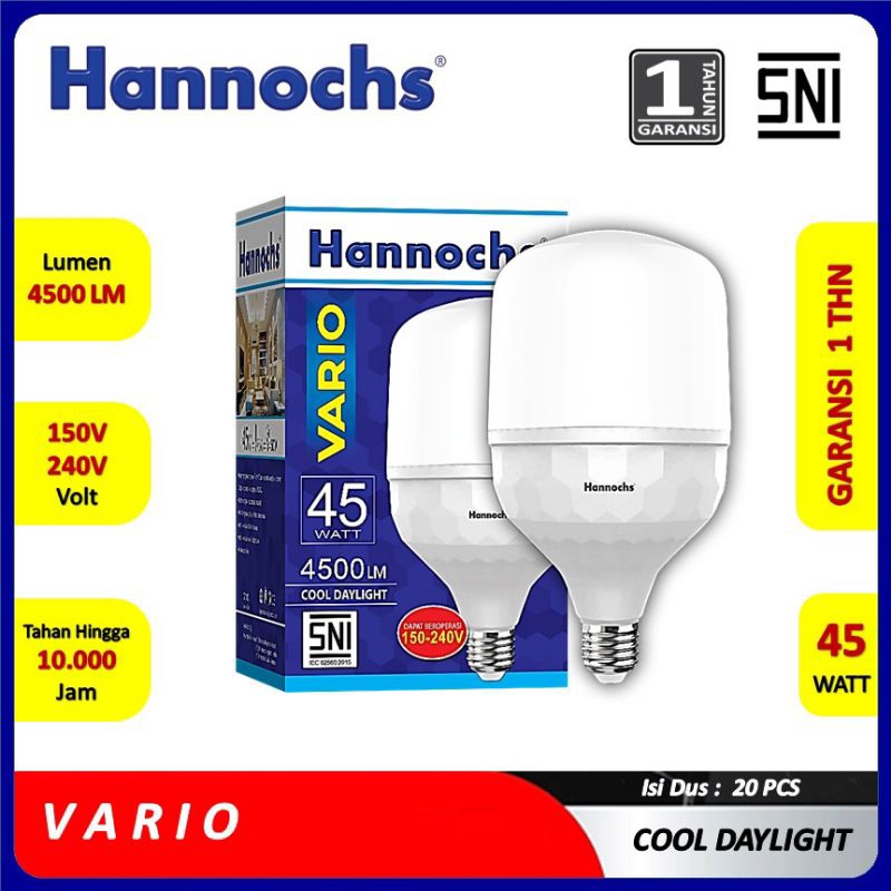 Jual Hannochs Vario Lampu LED 45 watt Model Tabung kapsule E27 | Shopee Indonesia