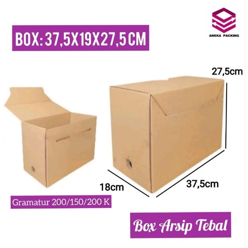 Jual Box Arsip Tebal 37,5x19x27,5 cm ( Lock Samping/Slip Samping)/Kardus arsip/ Box File ...