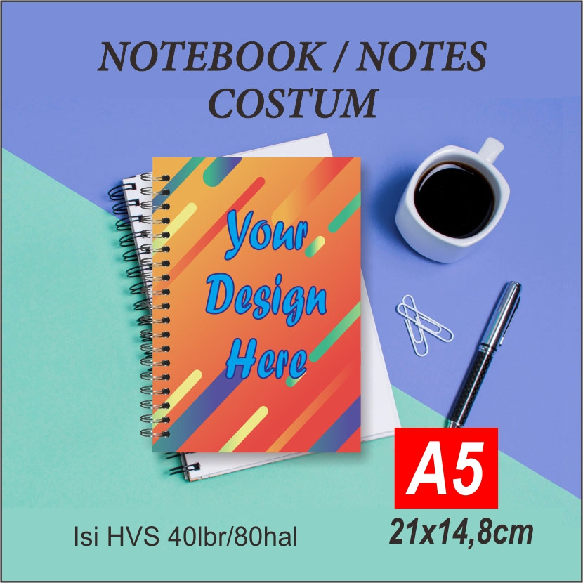 Jual Notes/Notebook Custom A5 Spiral isi 40 lbr polos/garis | Shopee ...