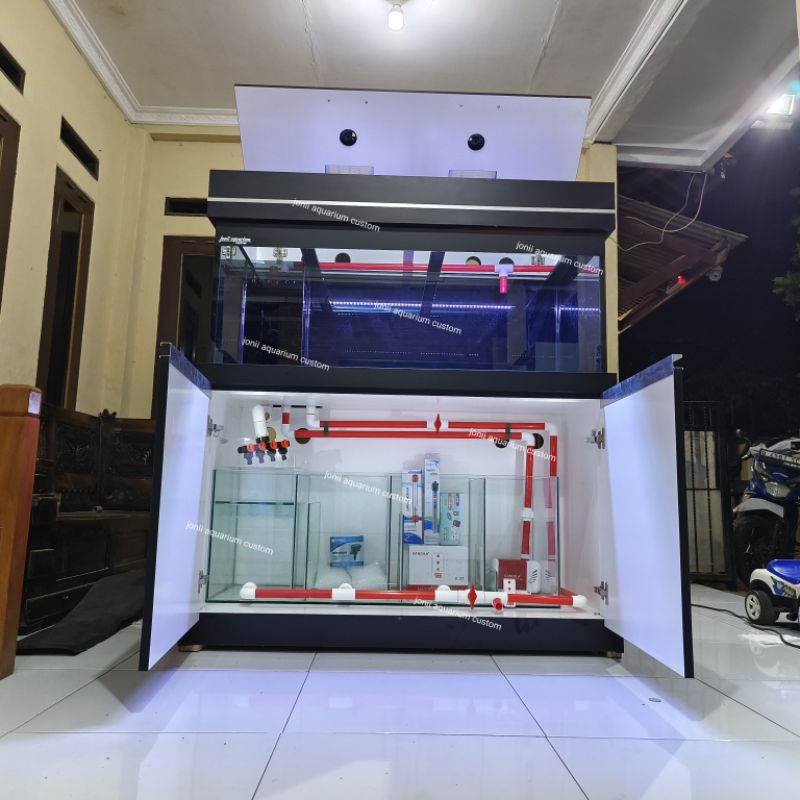 Jual aquarium kabinet 120x60x50 10mm black series set sump filter ...