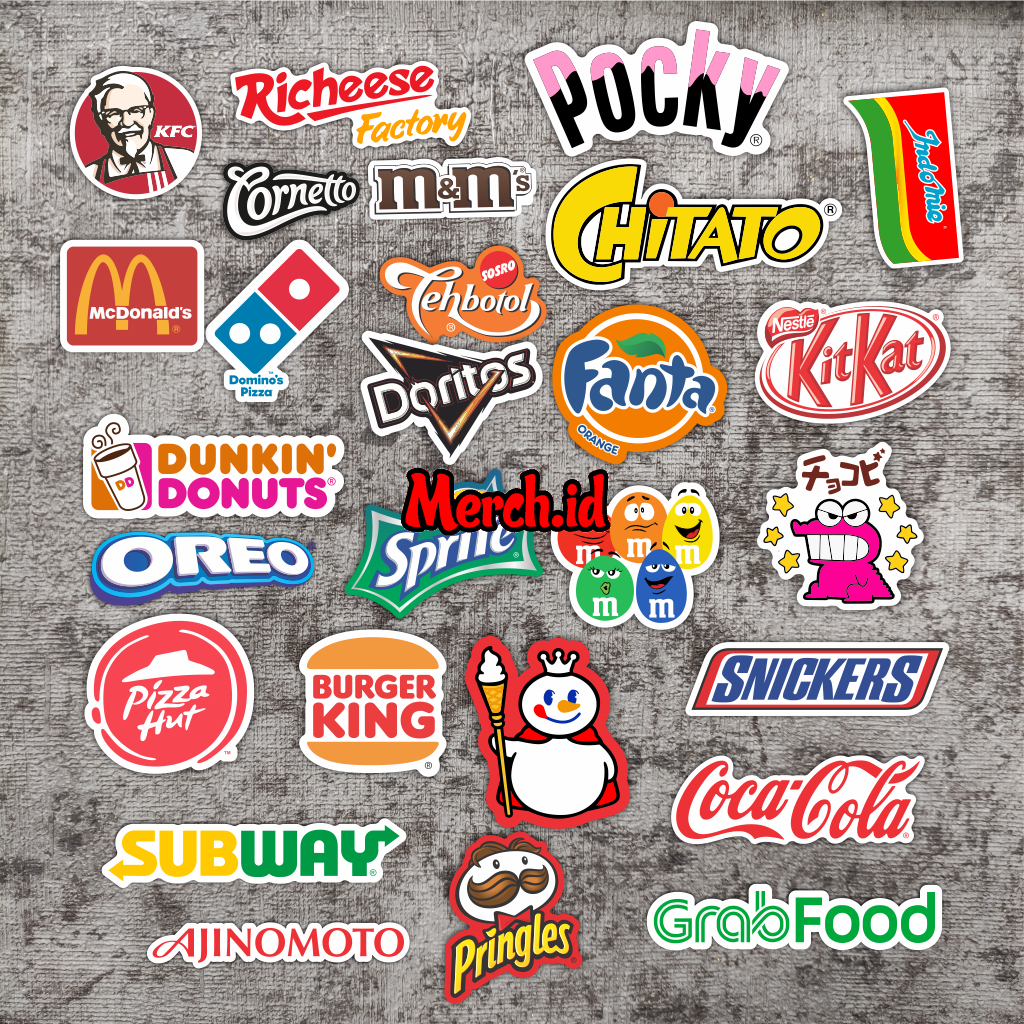 Jual 27 PCS Stiker sticker Pack tumblr FOOD N DRINK FASTFOOD BRAND ...