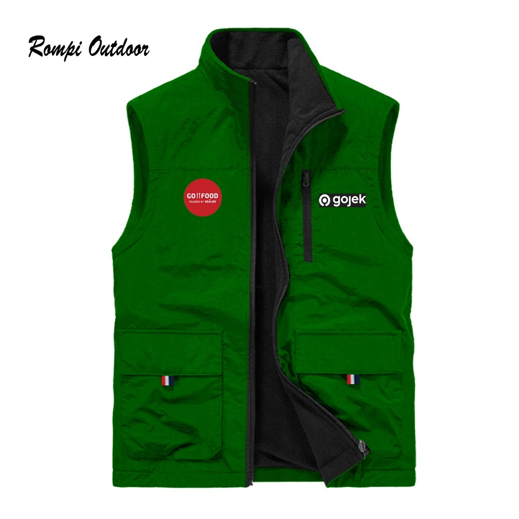 Jual rompi outdoor gojek gofood pria waterproof rompi zipper gojek pria ...