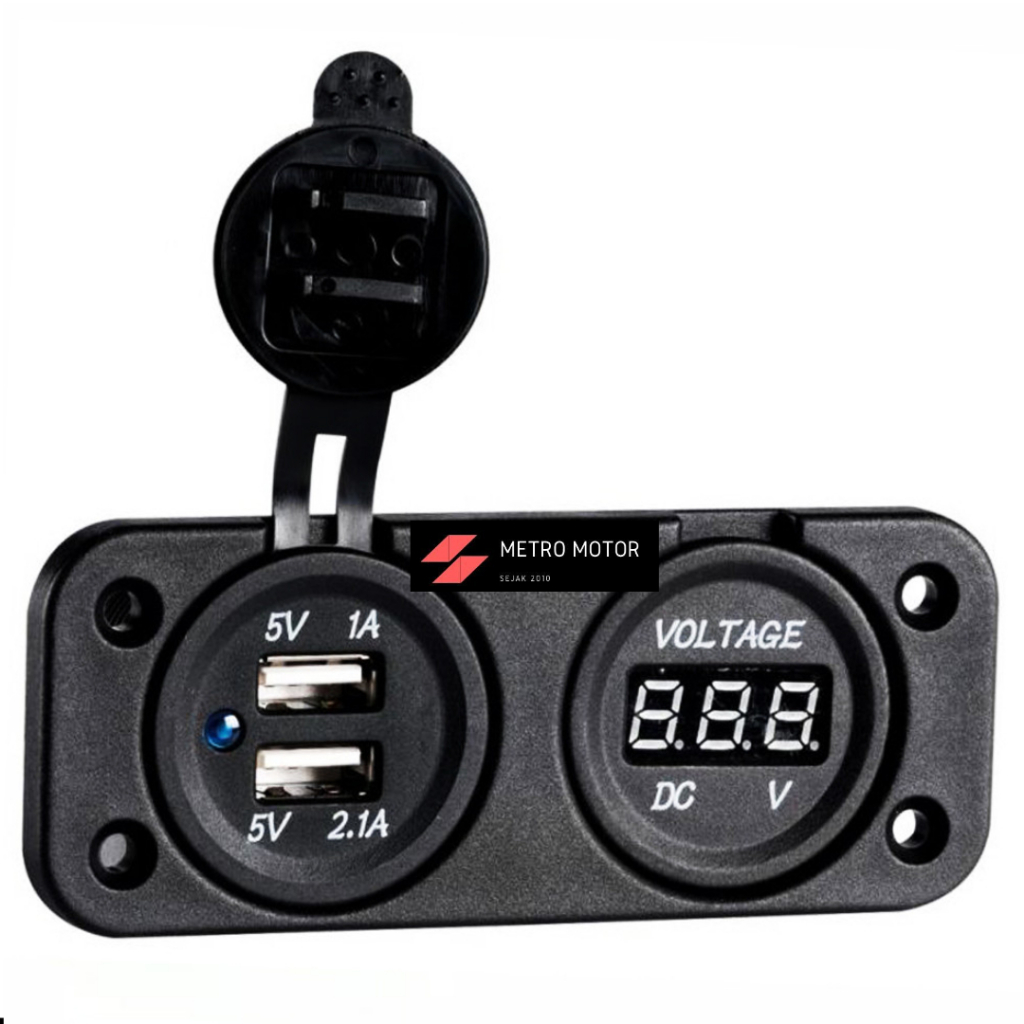 Jual Voltmeter Plus USB volt meter Digital Meteran Pengukur aki charger HP Motor Universal ...