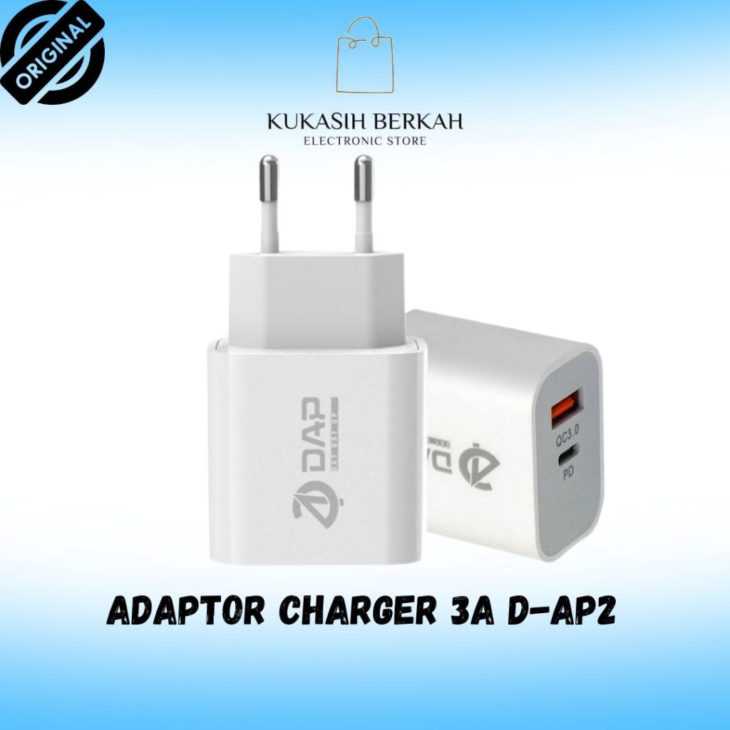Jual DAP Adaptor Charger Fast Charging 2 port Type c & USB (20W) D-AP2 ...