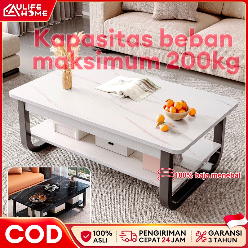 Jual Meja Kopi Minimalis Meja Tamu Besi Meja Samping Meja Motif Marmer ...