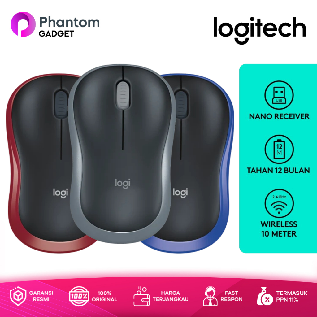 Jual Logitech M185 Mouse Wireless 2.4GHz Nano Receiver Jangkauan Hingga ...
