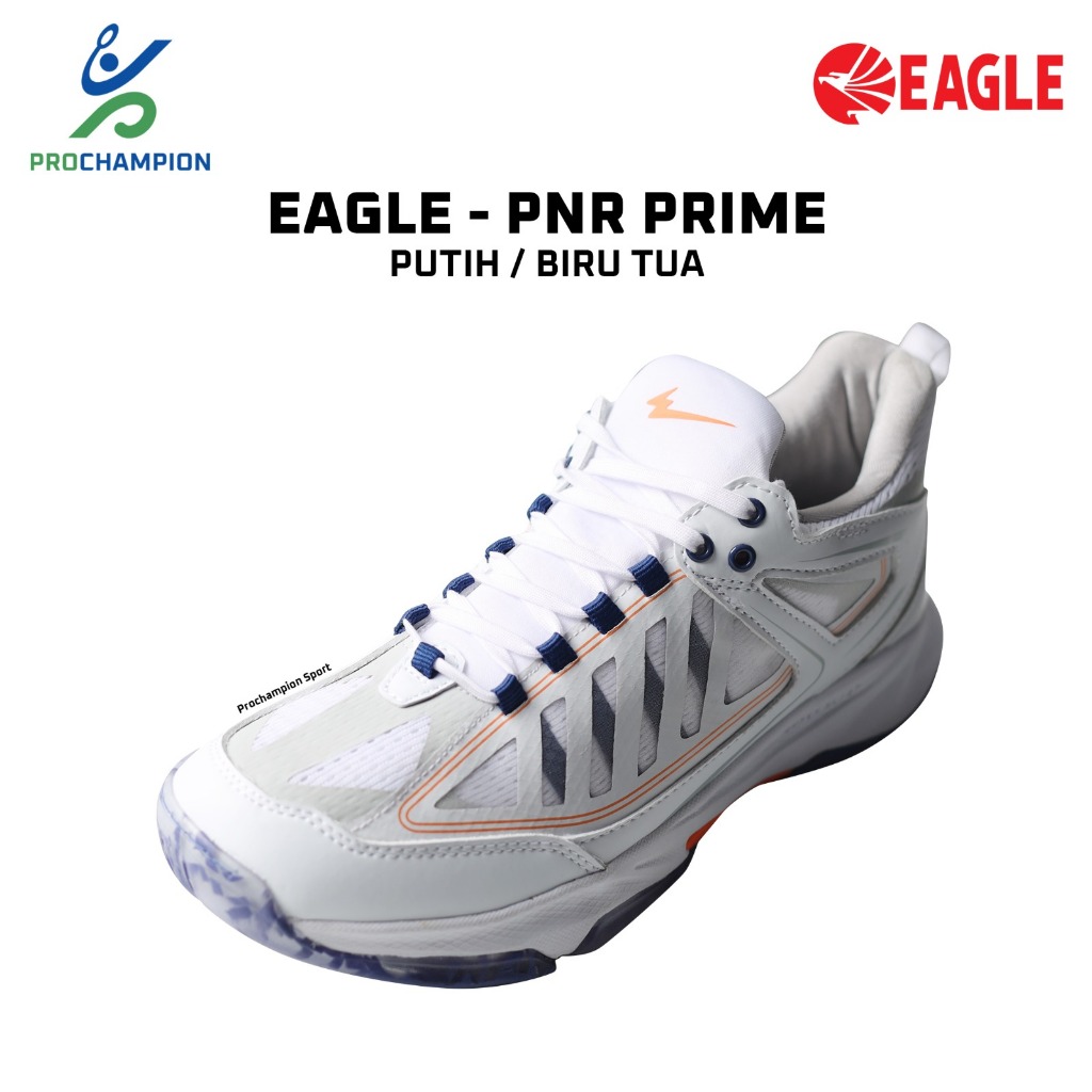 Jual New ! Sepatu Badminton Eagle Shoes PNR Prime Putih Biru Tua | Shopee Indonesia