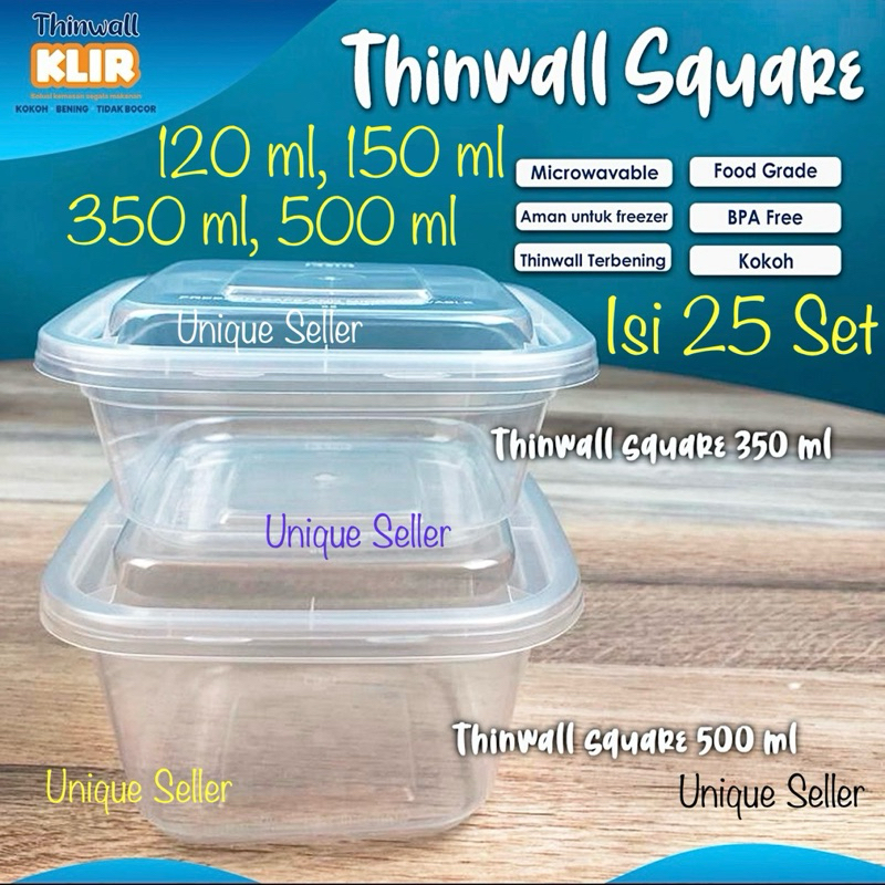 Jual [Isi25] Thinwall Square MINI 120ml 150ml 350ml 500ml KLIR ...