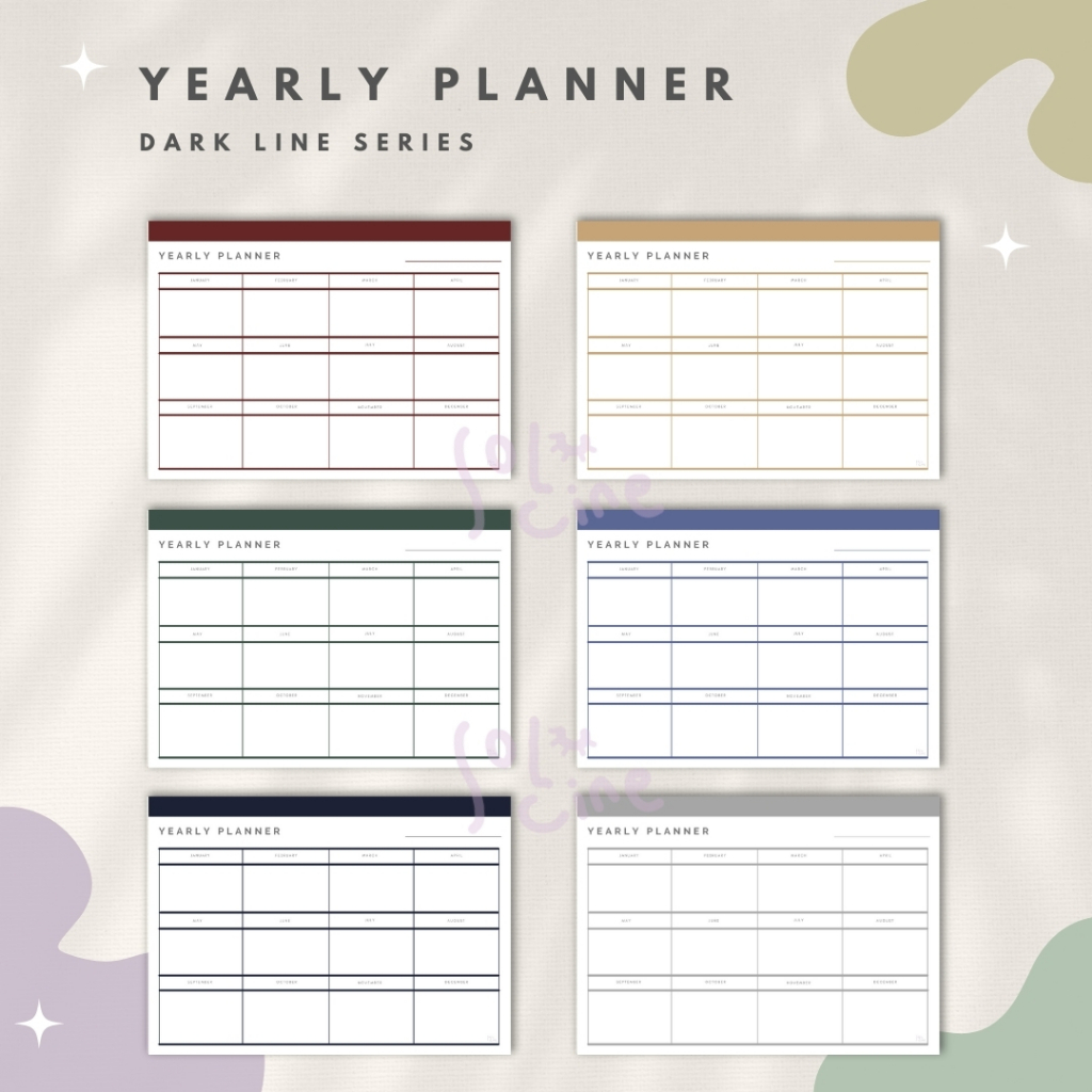 Jual Yearly Planner Line Dark | Wall Planner Korea Style | Planner ...