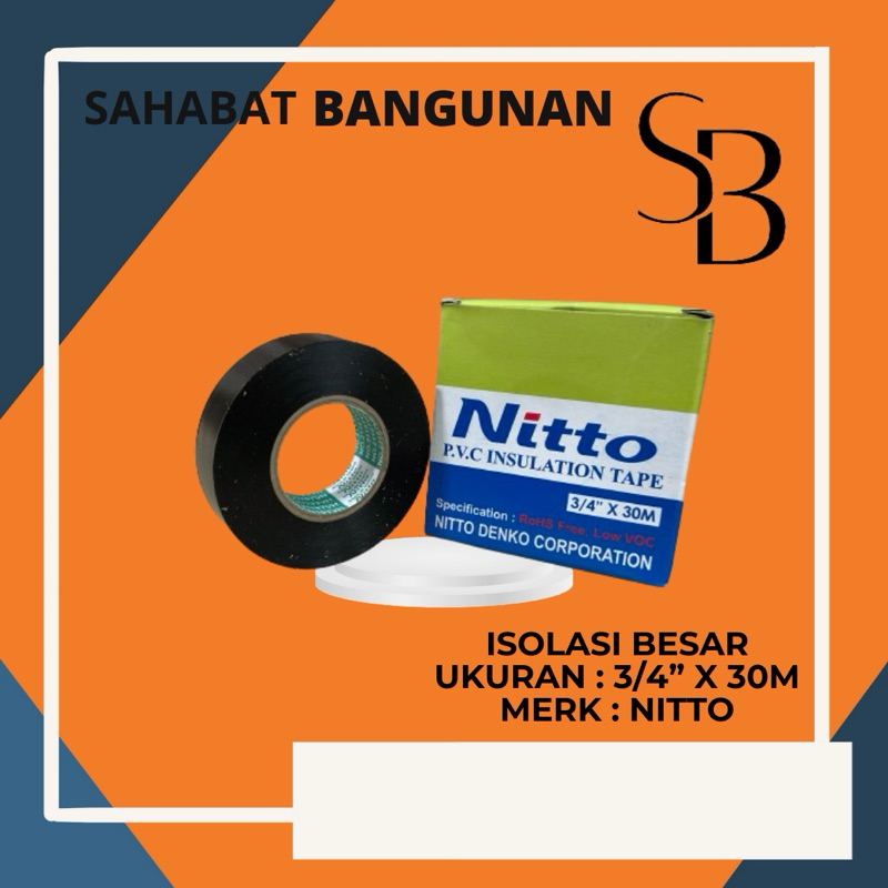 Jual NITTO isolasi listrik 3/4" x 30 meter original kabel listrik ...