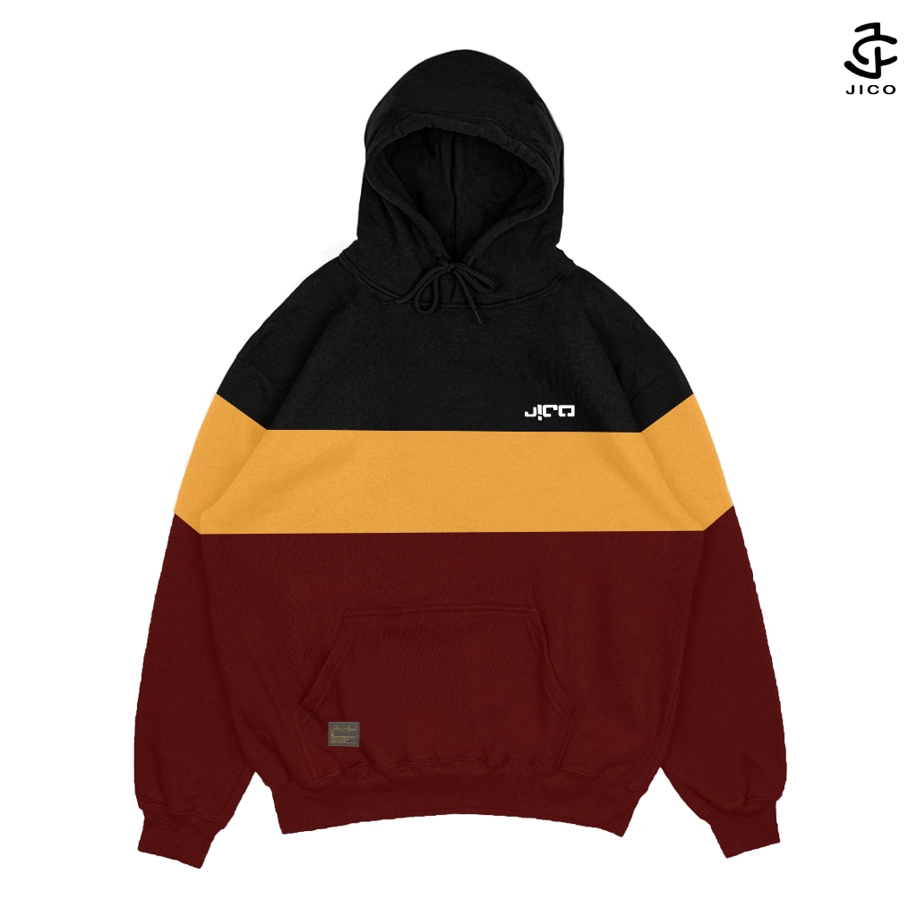 Jual JICO - Jaket Hoodie Kombinasi Depan Belakang Hitam mix Maroon ...