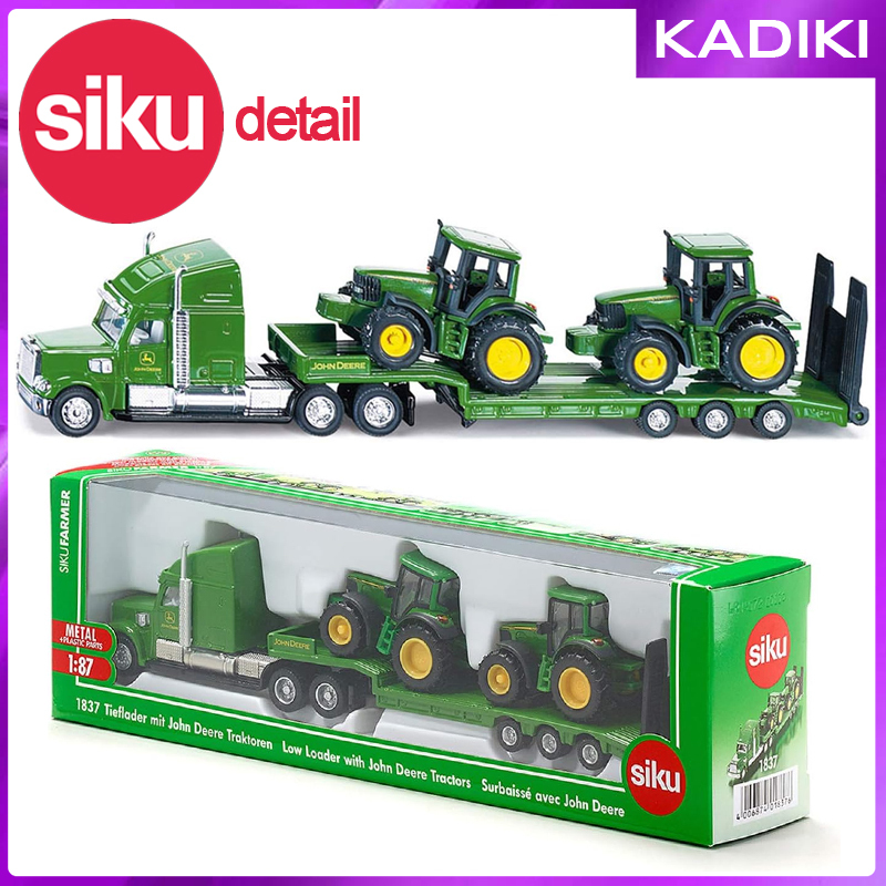 Jual Siku Low Loader Truck with 2 John Deere Tractors 1837 Diecast Traktor Truk Pajangan ...
