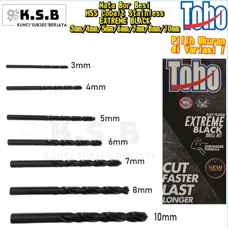 Jual Mata Bor Besi TOHO HSS Cobalt Stainless 3mm / 4mm / 5mm / 6mm / 7mm / 8mm /10mm EXTREME ...