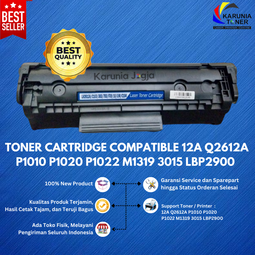 Jual Toner Cartridge Compatible 12A Q2612A P1010 P1020 LBP-2900 LBP2900 LBP-3000 LBP3000 dgn OPC ...