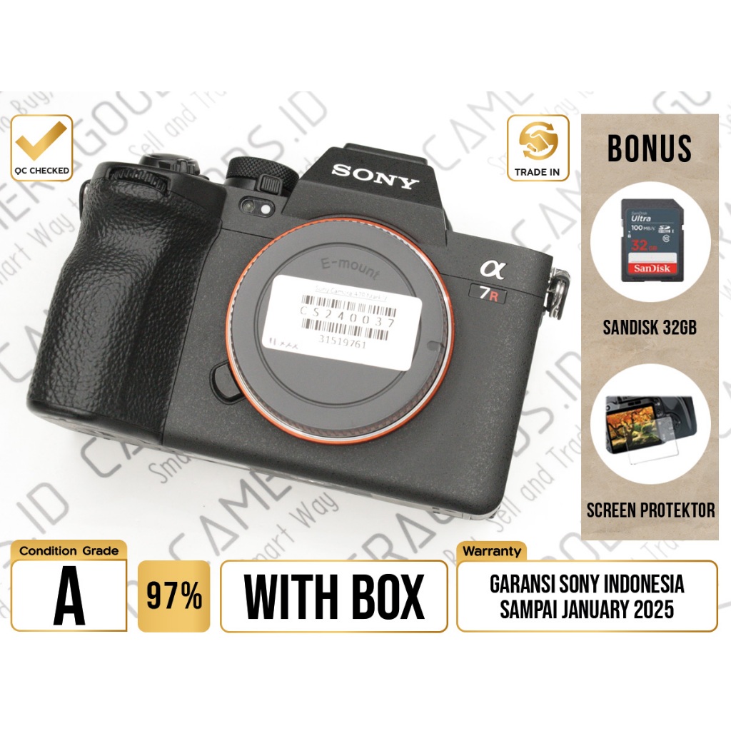 Jual Sony Alpha A7R Mark V A7RV Full Frame Camera- Grade A - CS240037 Kamera Profesional Digital ...