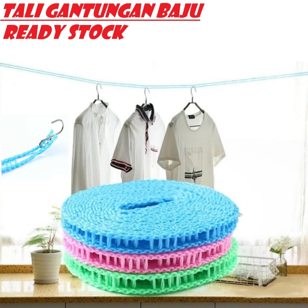 Jual Tali Jemuran Pakaian 5 Meter dan 10 Meter Super Praktis Gantungan ...