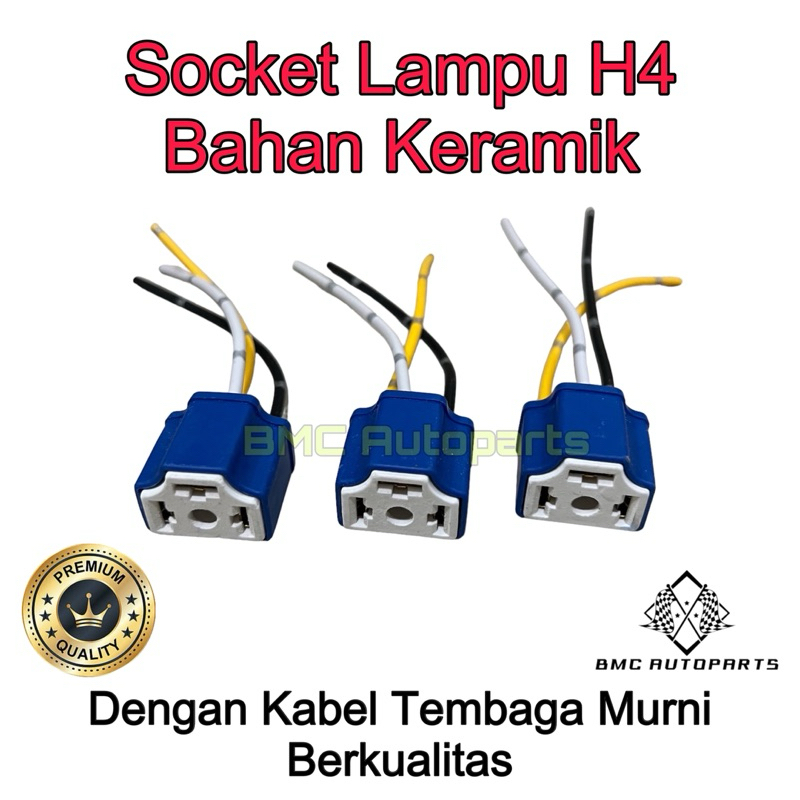 Jual Socket Lampu Besar Halogen H4 Keramik / Soket Sealbeam Headlamp ...
