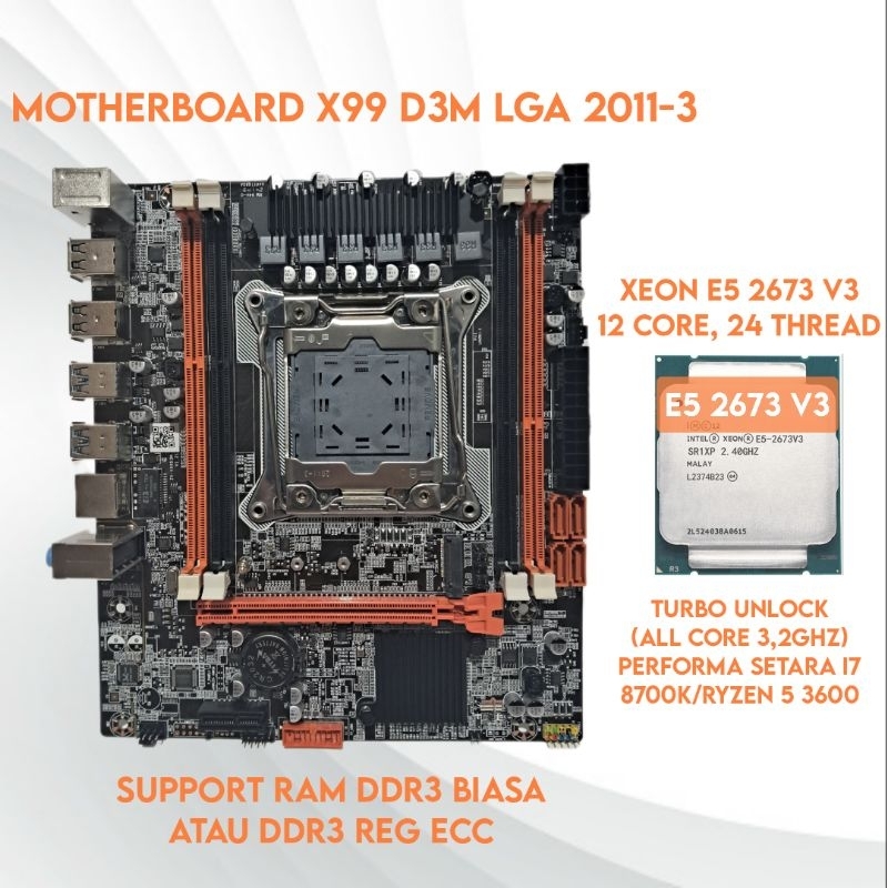 Jual Bundle Motherboard X99 Turbo + E5 V3 (Setara Ryzen 5 3600/i7 8700k ...