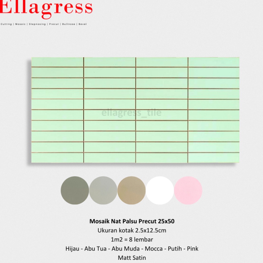 Jual PROMO SALE Ellagress Mosaik Precut Nat Palsu Kotak Keramik 25x5 ...