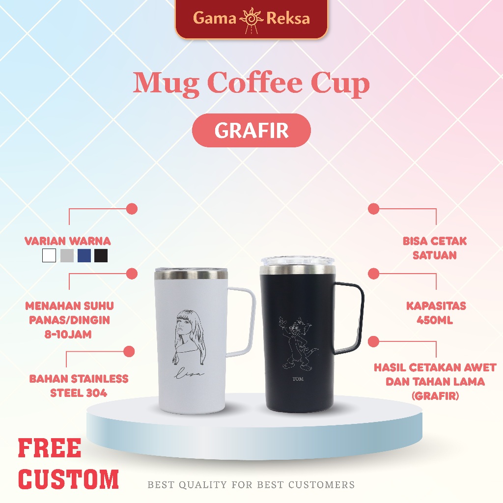 Jual Mug Coffee Cup Cangkir Teh Gagang Stainless Steel 450ml Custom ...