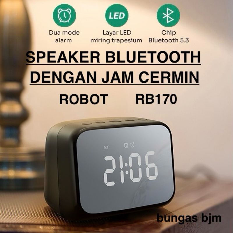Jual speaker ROBOT RB170 BLUETOOTH 5.3 ALARM CLOCK DENGAN LED DISPLAY ...