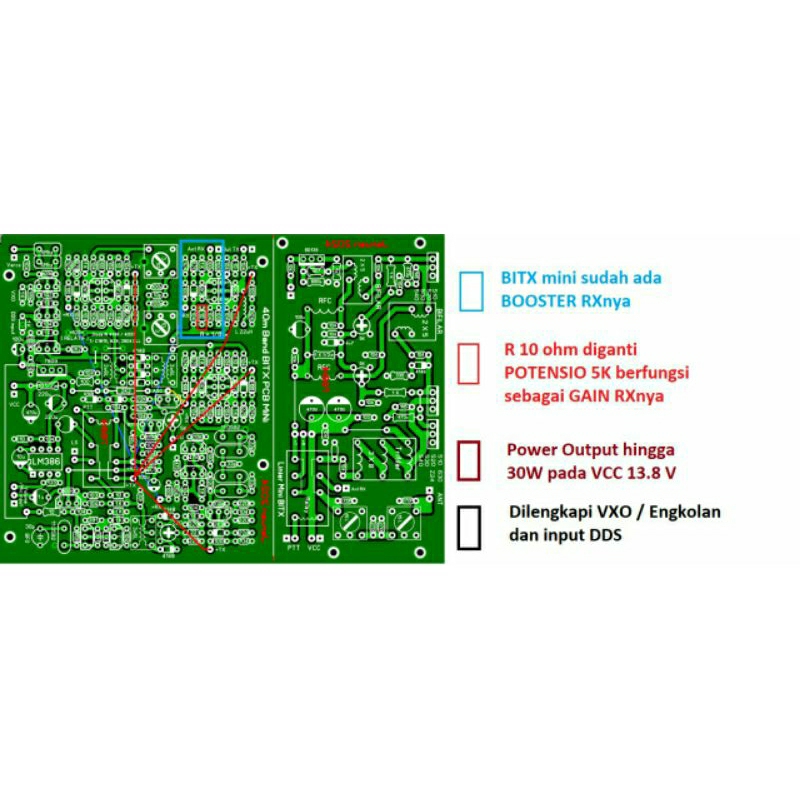 Jual PCB Radio HF SSB 40 M Band BITX PCB MINI 30 Watt (10x13.5 cm ...