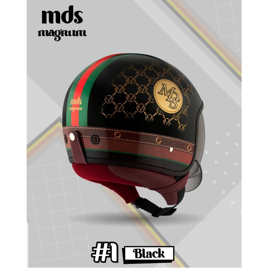 Jual Helm MDS Magnum Motif Seri 1 Black Bogo Retro Classic | Shopee ...