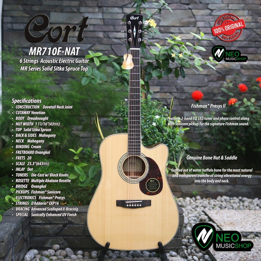 Jual Cort MR710F NAT Natural Glossy Gitar Akustik Elektrik | Shopee Indonesia