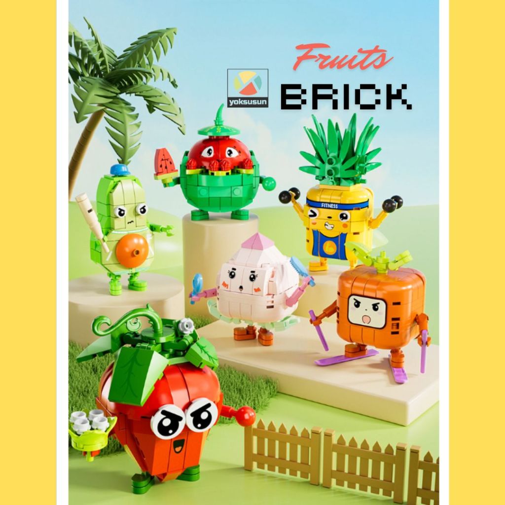Jual [Yoksusun] - Forange Brick Block Cute Fruits Edition mainan balok ...
