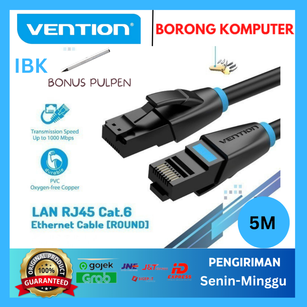 Jual Kabel LAN Vention 5 Meter RJ45 Cat.6 UTP Ethernet Gigabit - IBK ...
